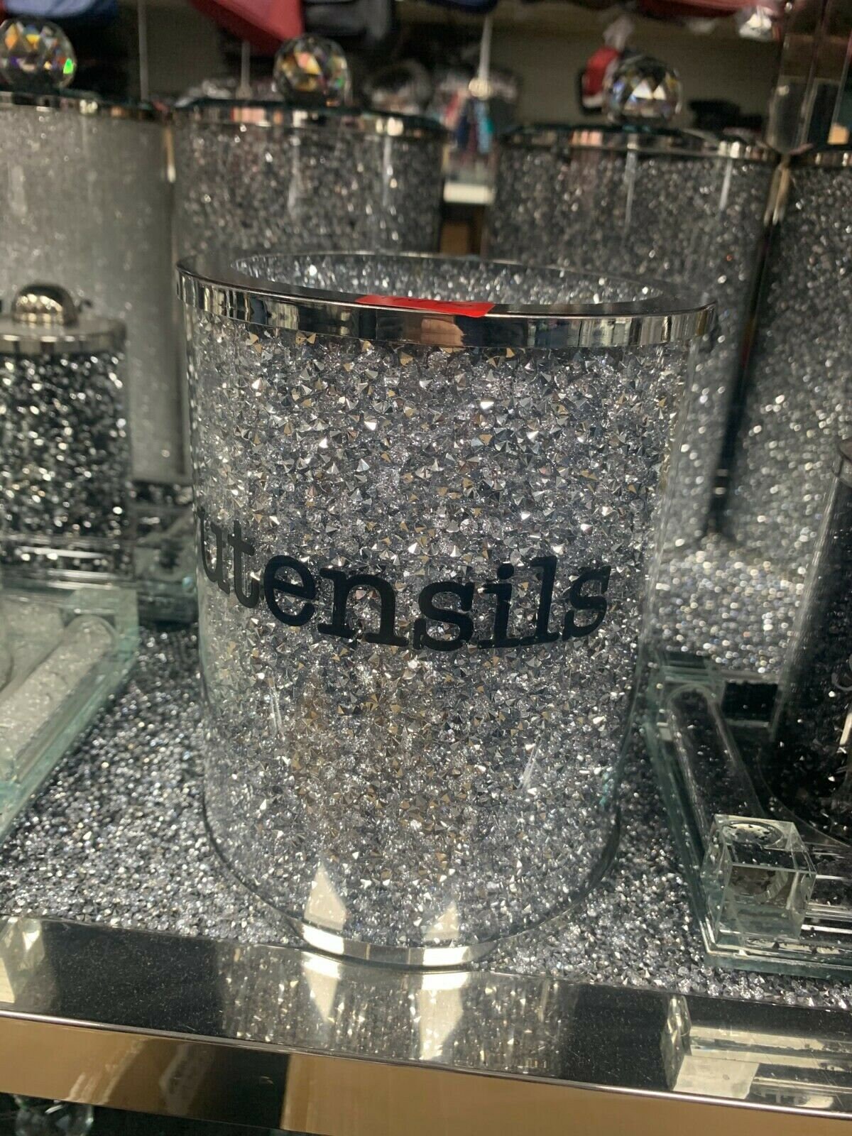 Crushed Diamond Crystal Filled Crystal Utensils Pot Canister Storage - Etsy