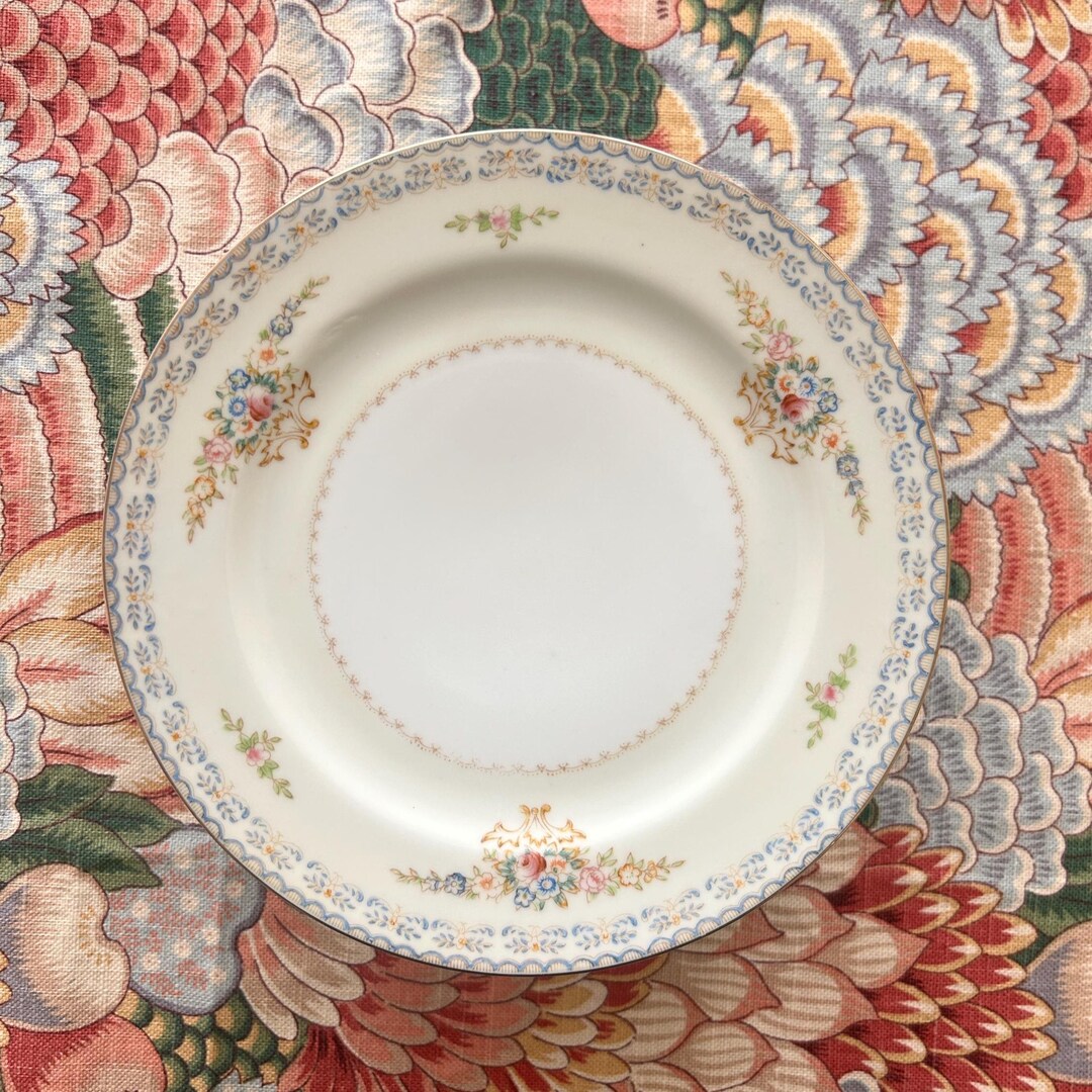 Vintage Floral Plates | Set of 4 Kikusui China Blue Scalloped Edge ...