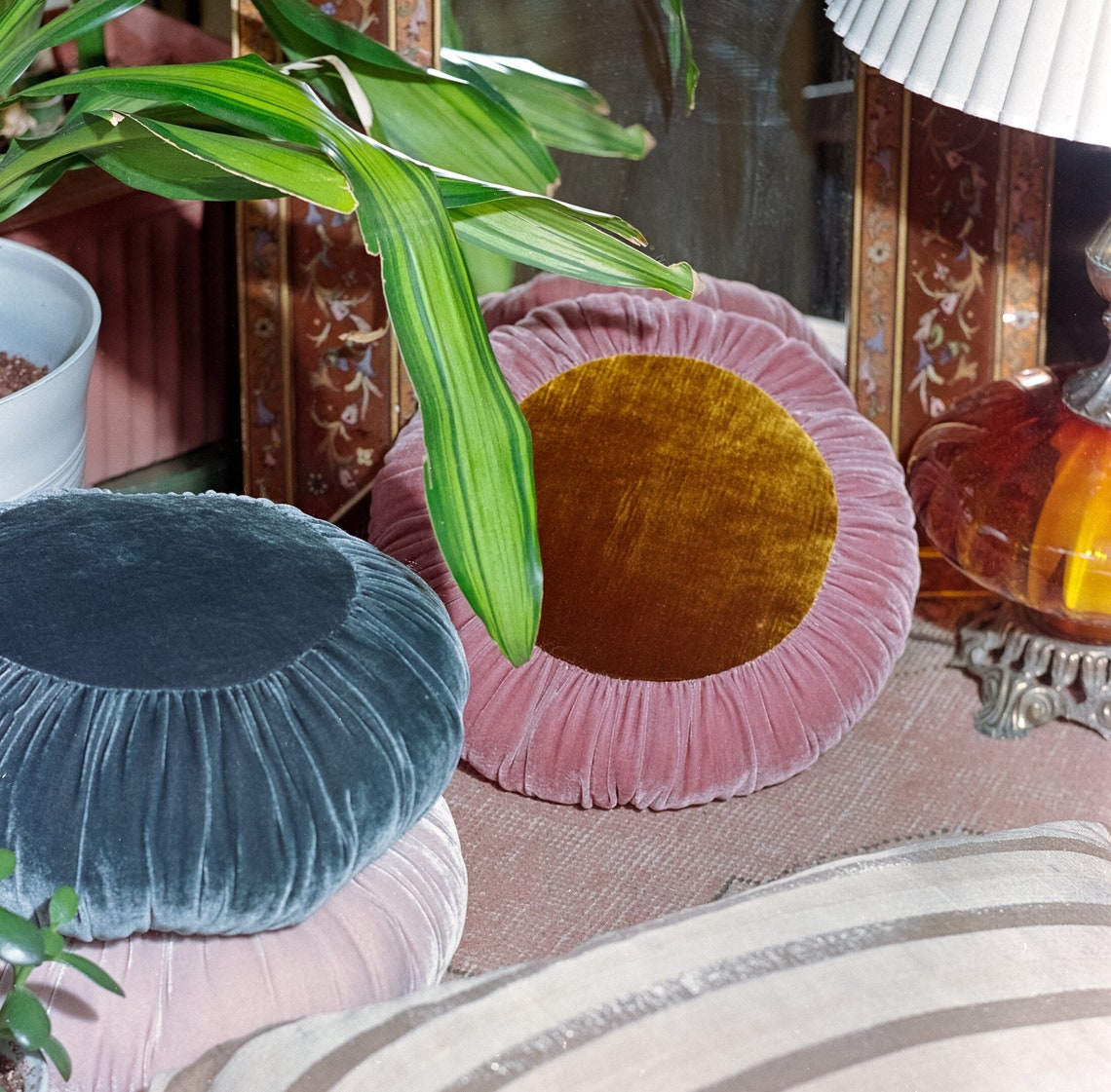 Round Velvet Pillow Decorative Pillow Pillows for Couch - Etsy