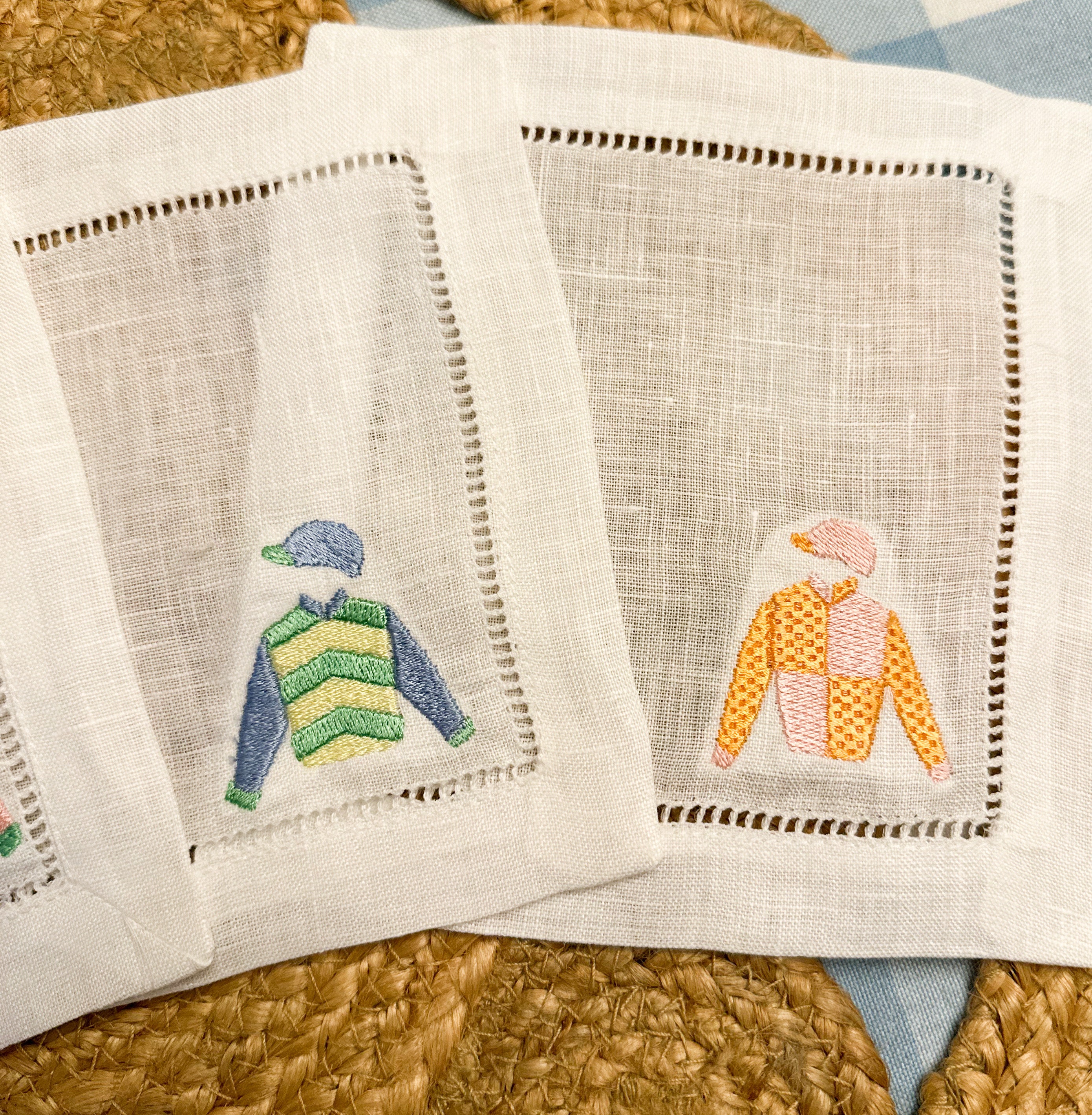 Kentucky Derby Jockey Linen Cocktail Napkin Set - Etsy UK