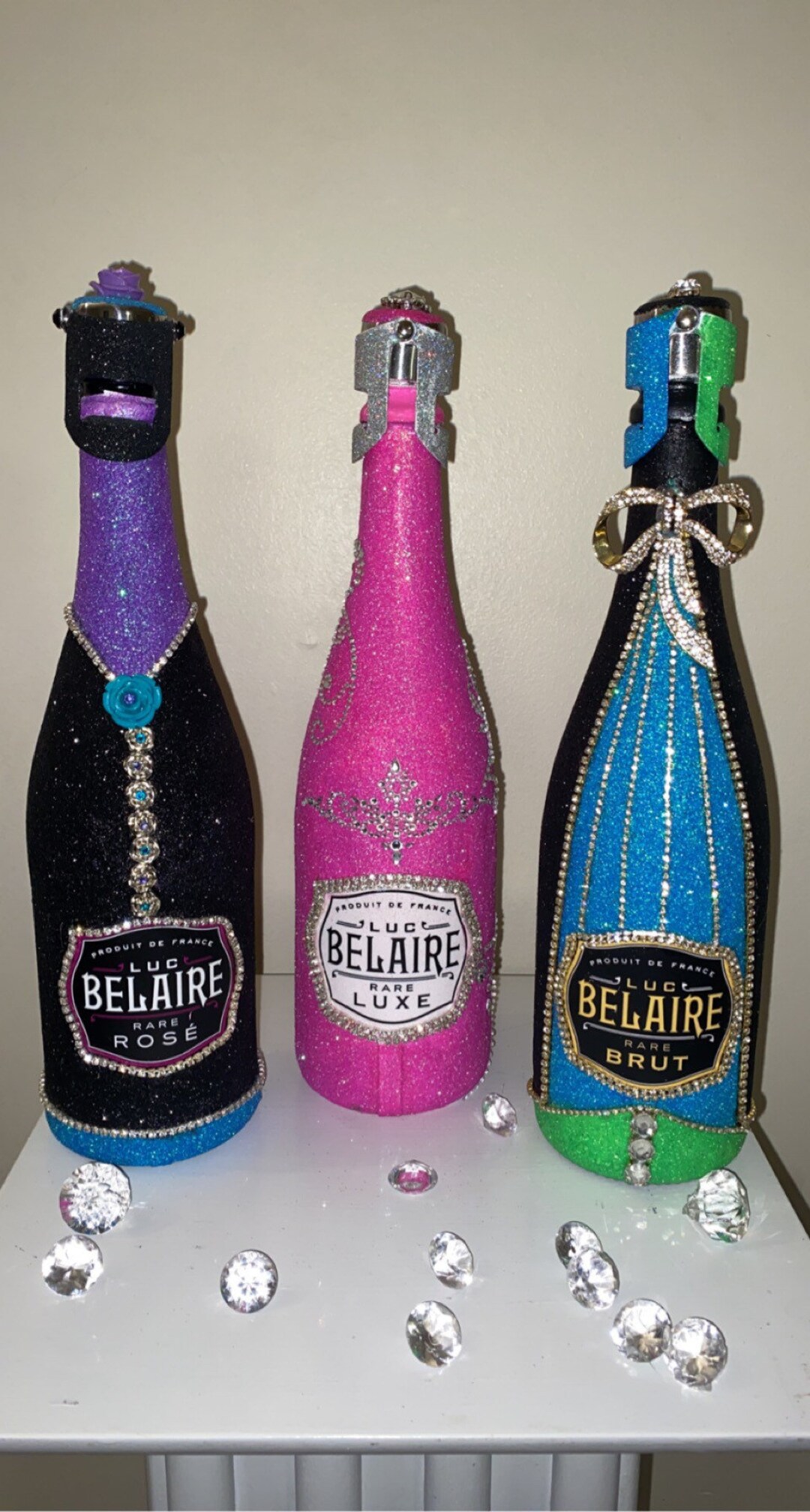 Bling Bottles Sparkly Light up Champagne Bottles With TWO Matching ...
