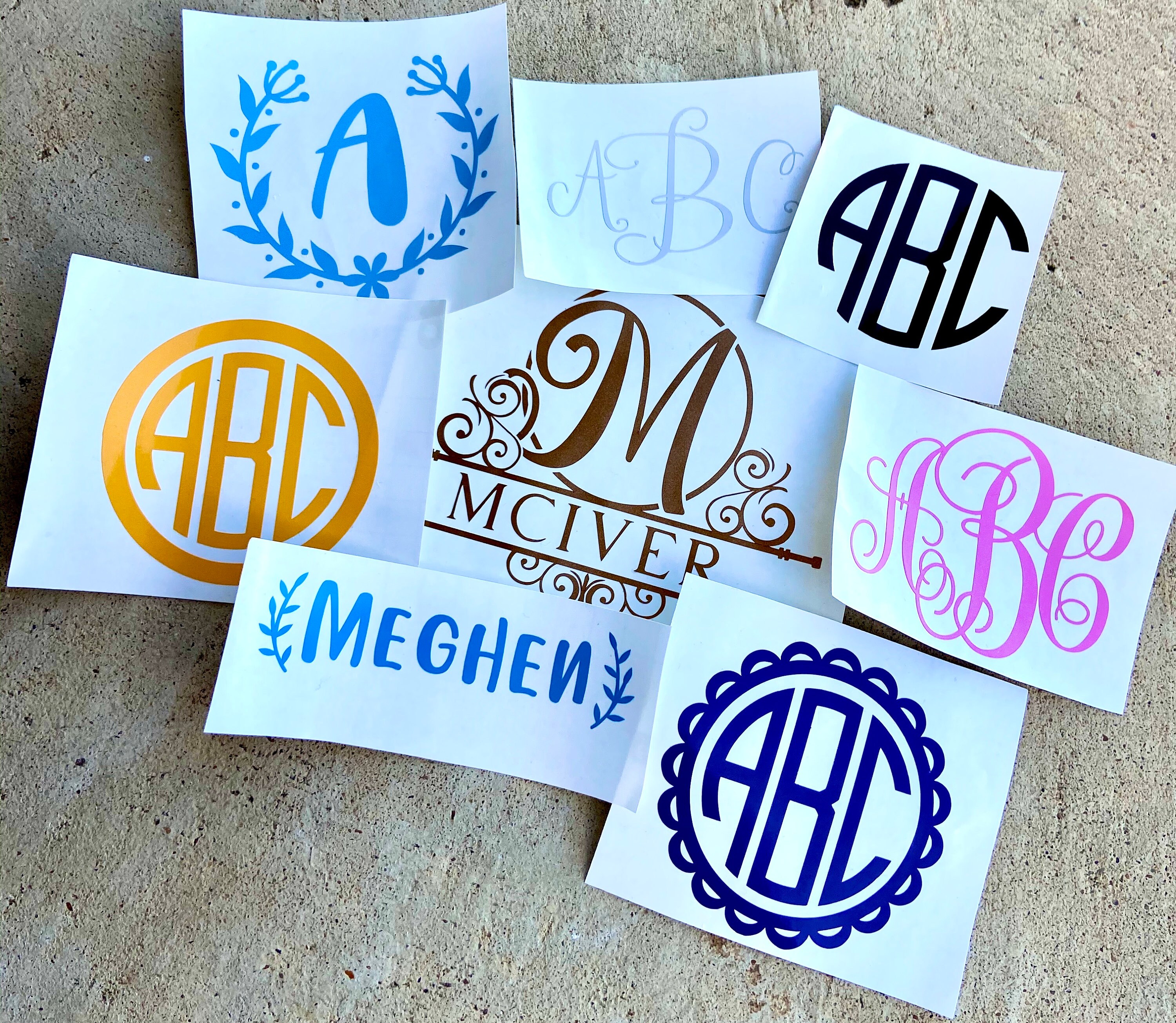 Vinyl Monogram Decal Sticker | Etsy
