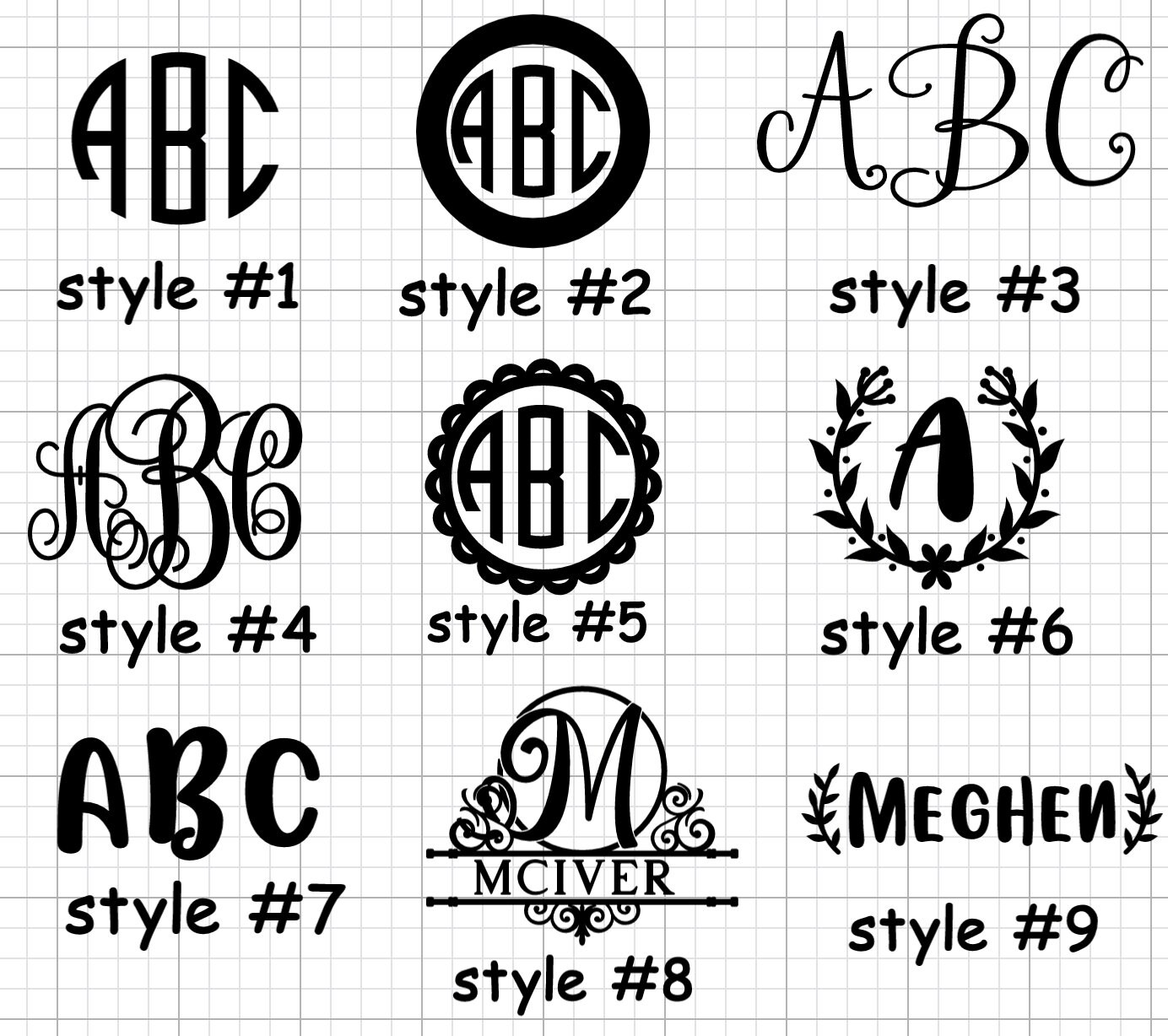 Vinyl Monogram Decal Sticker | Etsy