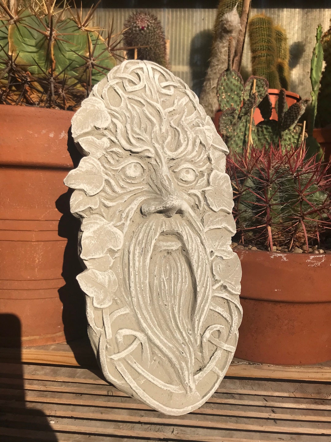 Stone/cre Tree Face Garden Statue Wall Hanging Plaque - Etsy