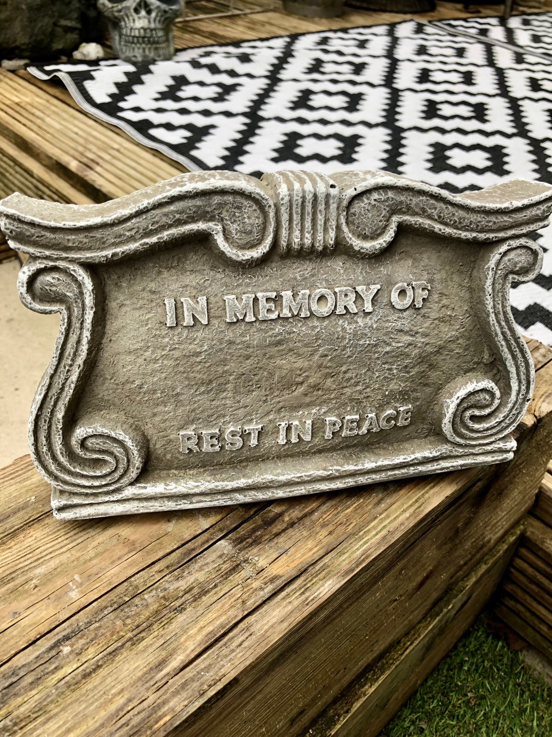 Stone/cre Scroll Headstone Grave Memorial / Catholic Religious or Pet ...