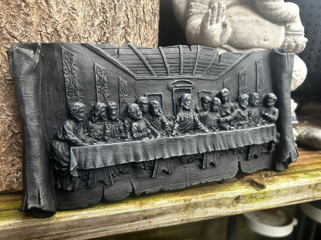 Stone/cre Scroll of the Last Supper Wall Plaque Memorial / Catholic ...