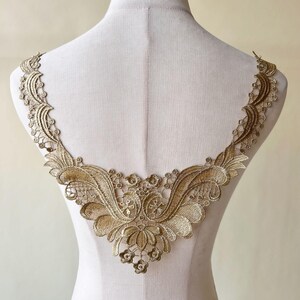 Metallic Gold Neckline Patch Floral Rcollar Applique Embellished for Shrits,dress,costumes - Etsy