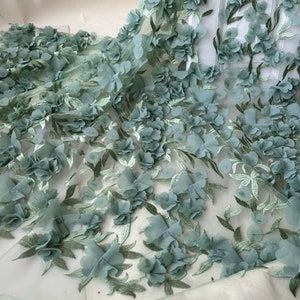 Green Leaf Lace Fabric 3D Floral Green Embroidery Lace Tulle for Prom ...
