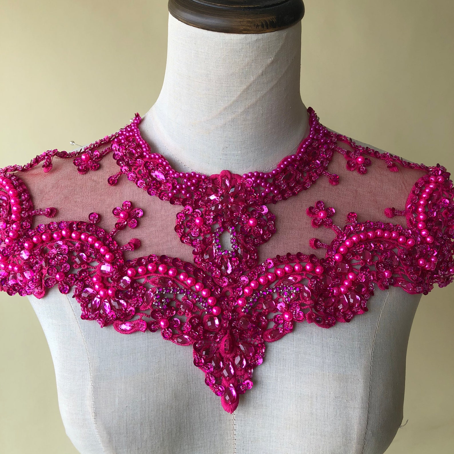 Beaded Neckline Rhinestone Shoulder Applique Patch Costumes - Etsy