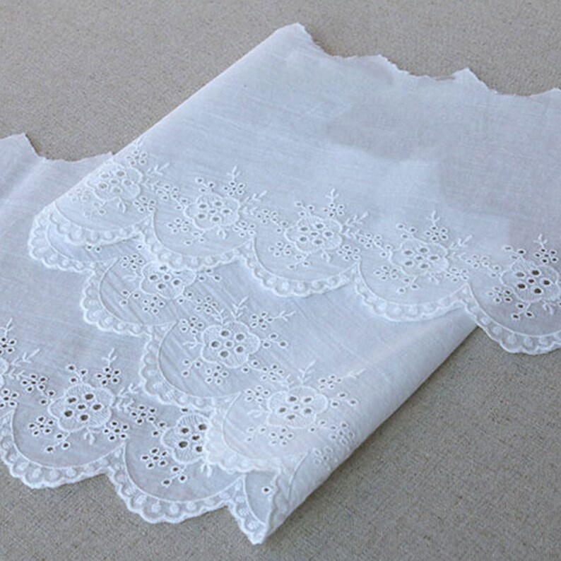 Delicate Cotton Fabric Trim by Yard White Floral Cotton Fringe - Etsy
