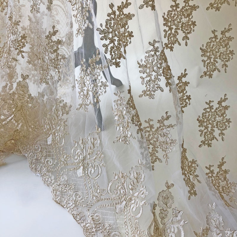 Golden Costumes Lace by the Yard Corded Embroidery Gold Flower - Etsy