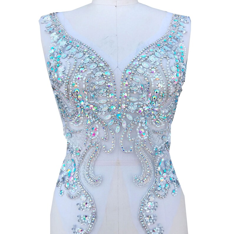 Royal Beaded Bodice Applique Front Back Rhinestone Bodice - Etsy