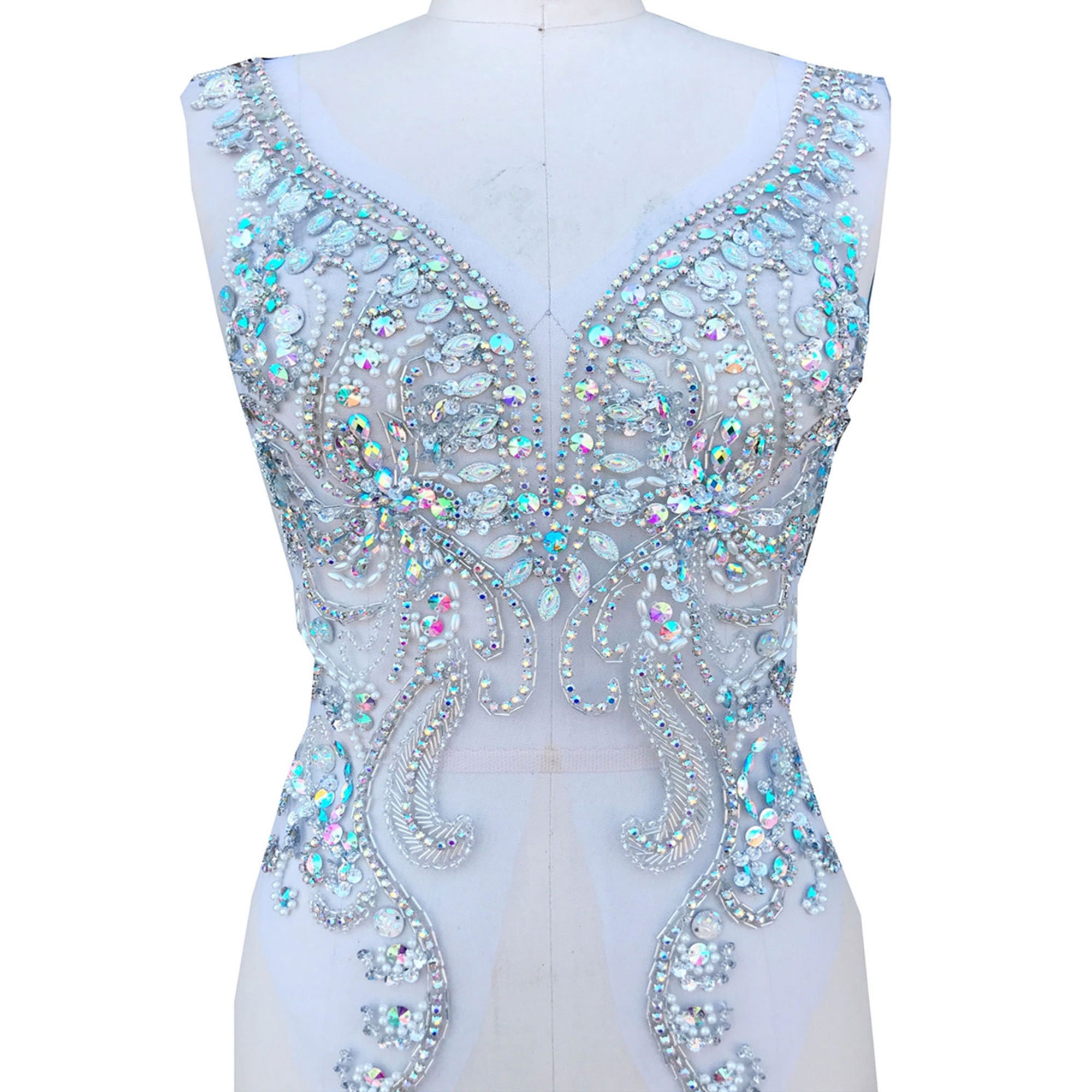Royal Beaded Bodice Applique Front Back Rhinestone Bodice - Etsy