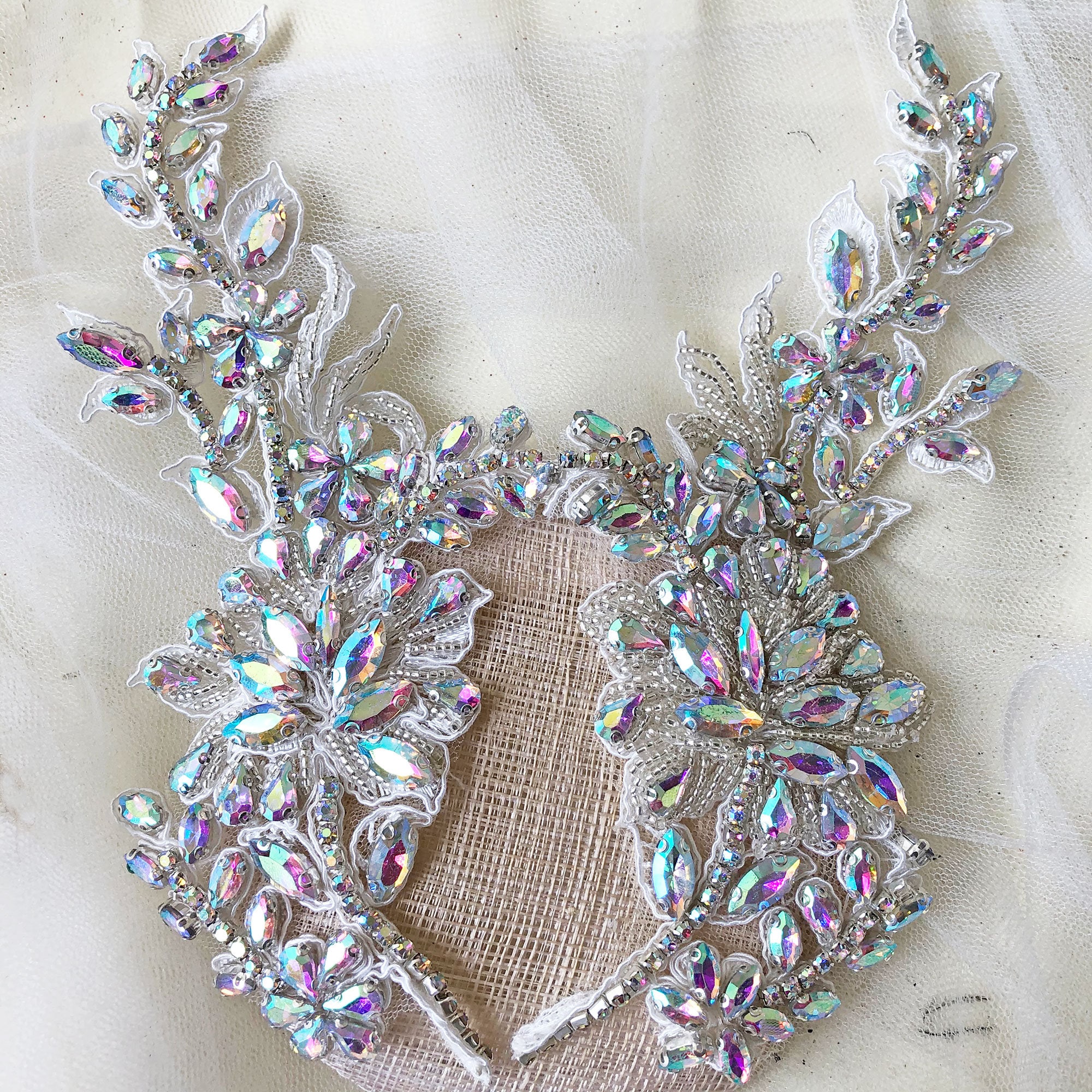 Mirror Pair Colorful Rhinestone Applique Crystal Embroidery - Etsy