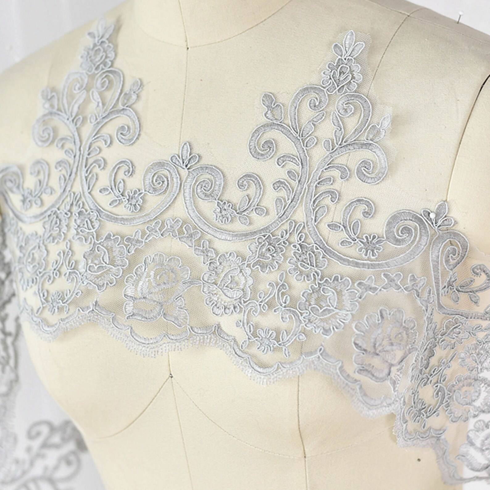 Corded Embroidery Lace Trim by the Yard Delicate Floral Lace - Etsy