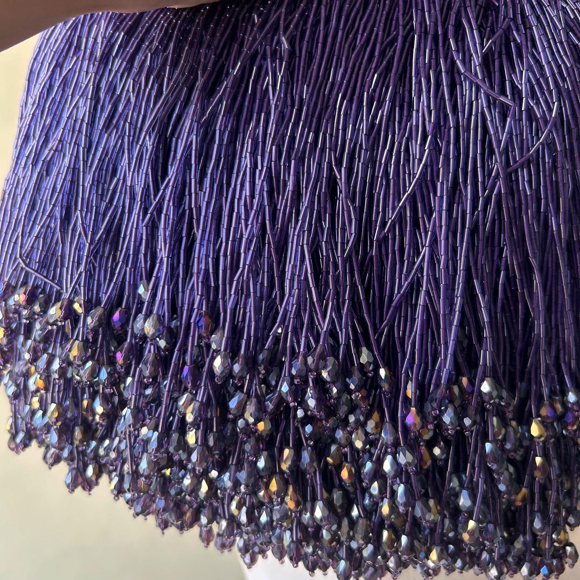 Green Beaded Fringe Trim Heavy Tassel Drips Beads Trimming for Carnival ...