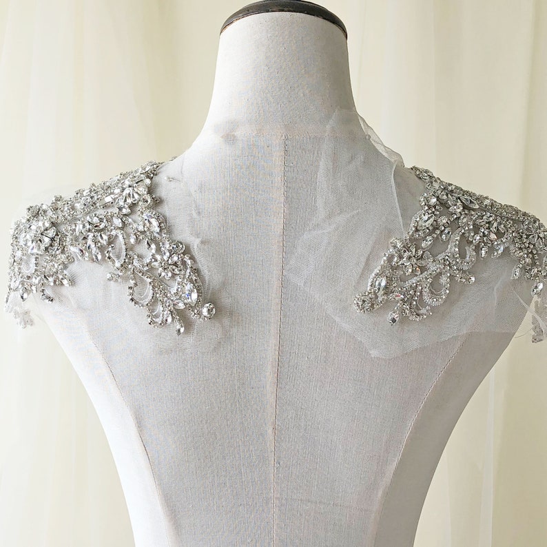 Sparkle Rhinestone Applique Crystal Shoulder Decoration Wedding Dress ...