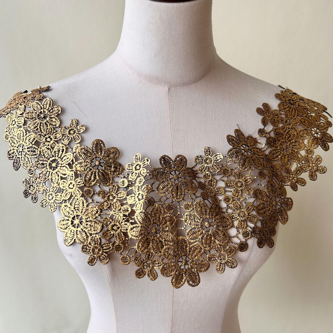 Flower Neckline Patch Round Neck Collar Applique Embellished for Shrits ...