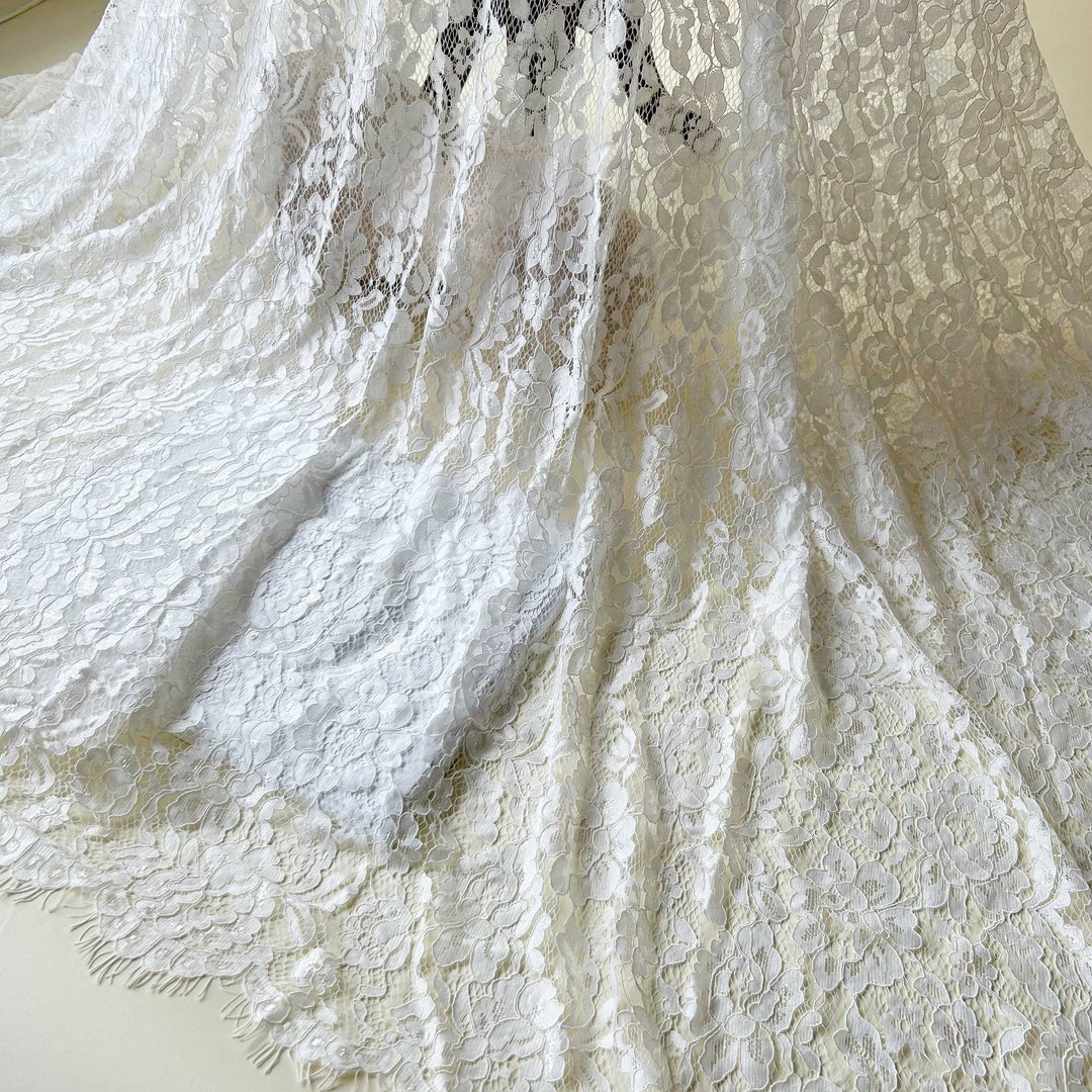 Corded Flower Lace Fabric Chantilly Eyelash Lace Alencon - Etsy