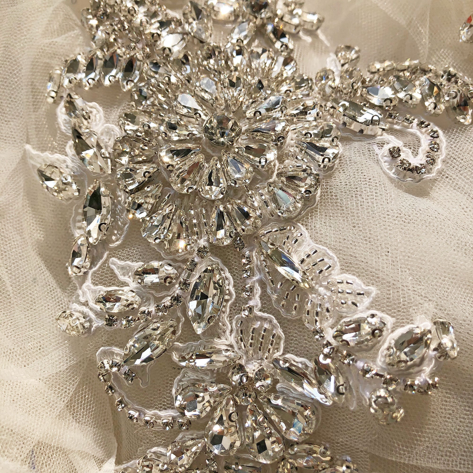 Bling Pair Rhinestone Applique Diamante Embroidery Flower - Etsy