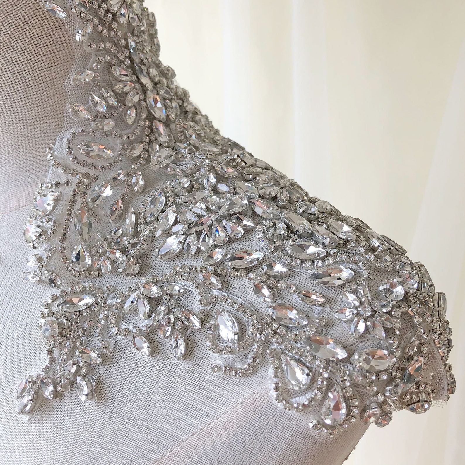 Sparkling Rhinestone Bodice Applique Bling Accents Wedding - Etsy