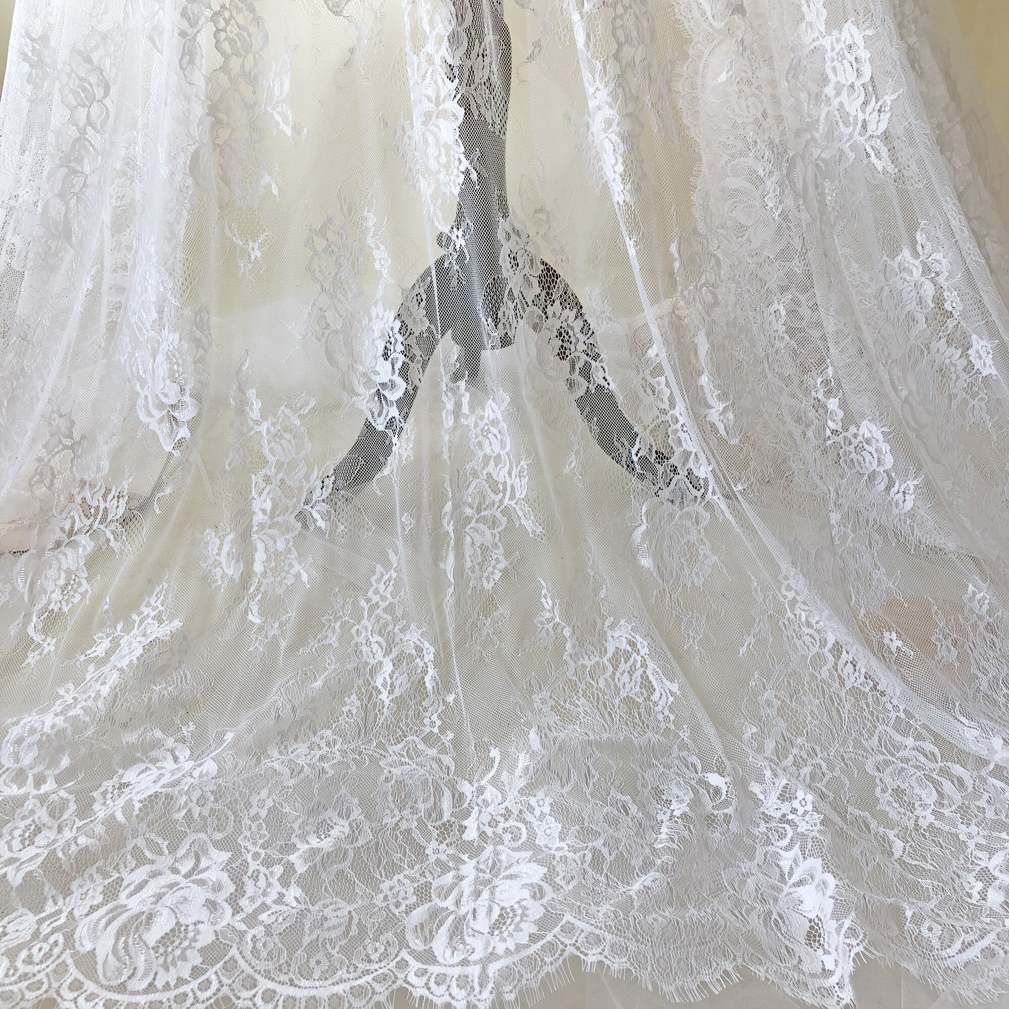 3 Meters Chantilly Wedding Dress Lace Tulle French Floral - Etsy