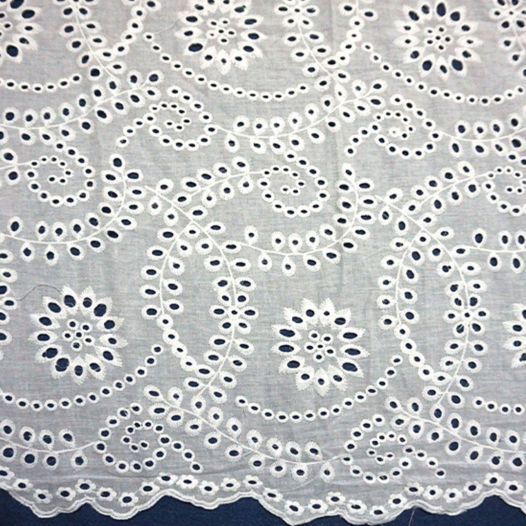 White Eyelet Fabric Cotton White Fabric Overlay Hollow Out Floral Cloth ...