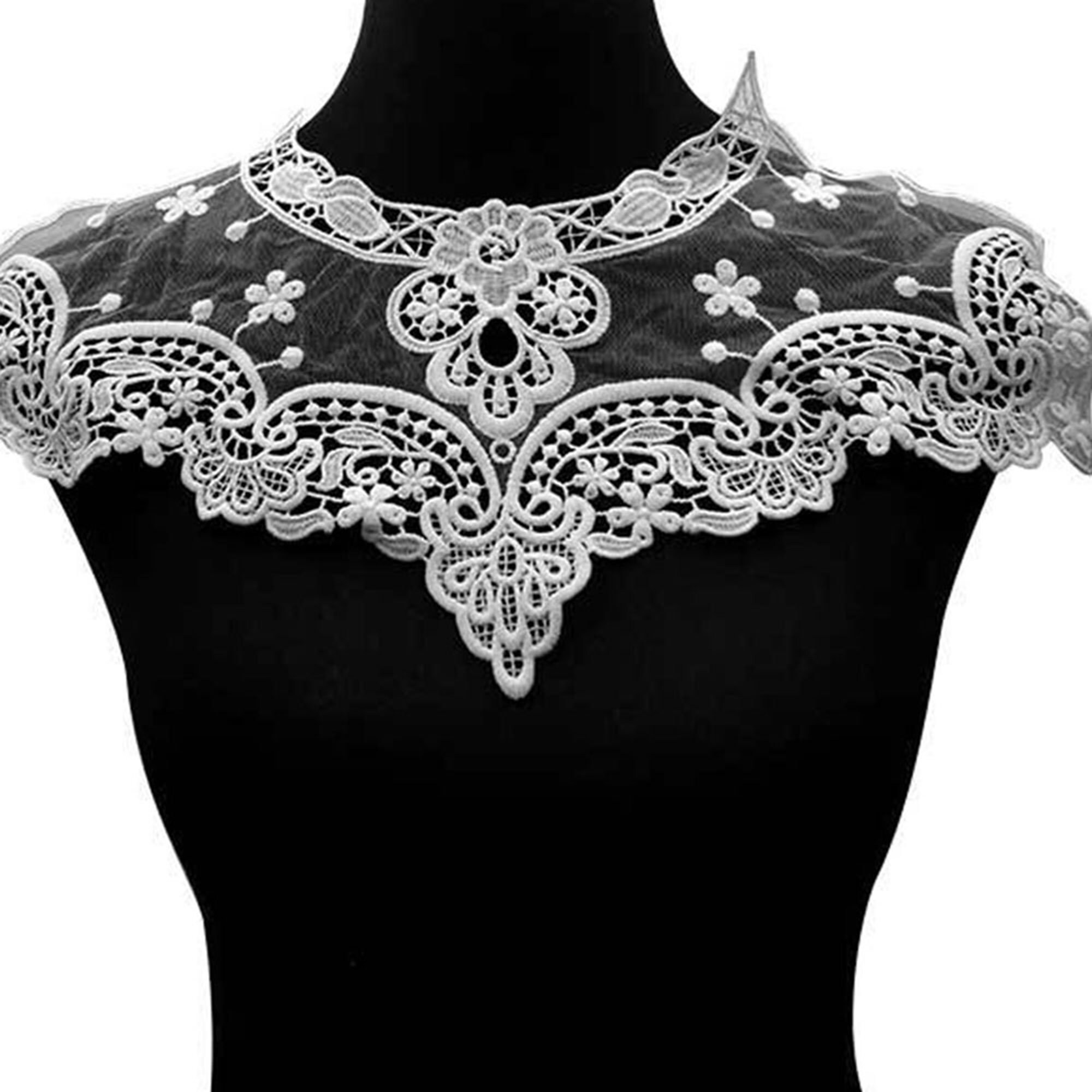 Guipure Flower Neckline Trims Shoulder Applique Patch Sewing ...