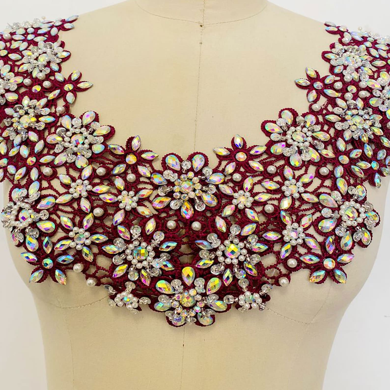 Rhinestone Neckline Trims Ballgown Bodice Applique Colorful - Etsy