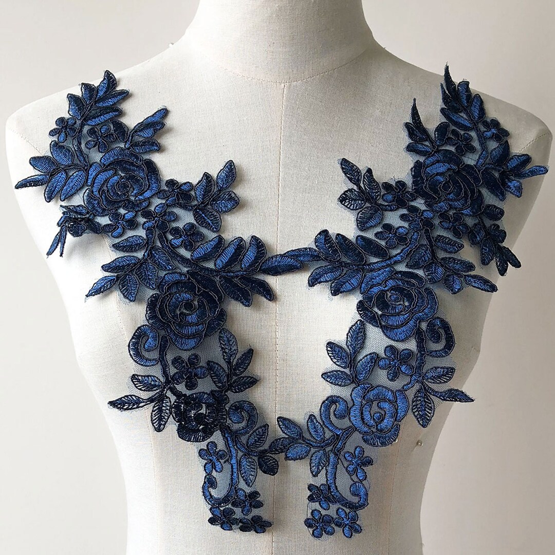 Corded Embroidery Flower Applique Patches Mirror Pair Floral - Etsy