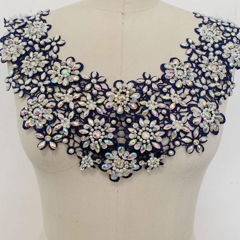 Rhinestone Neckline Trims Ballgown Bodice Applique Colorful - Etsy