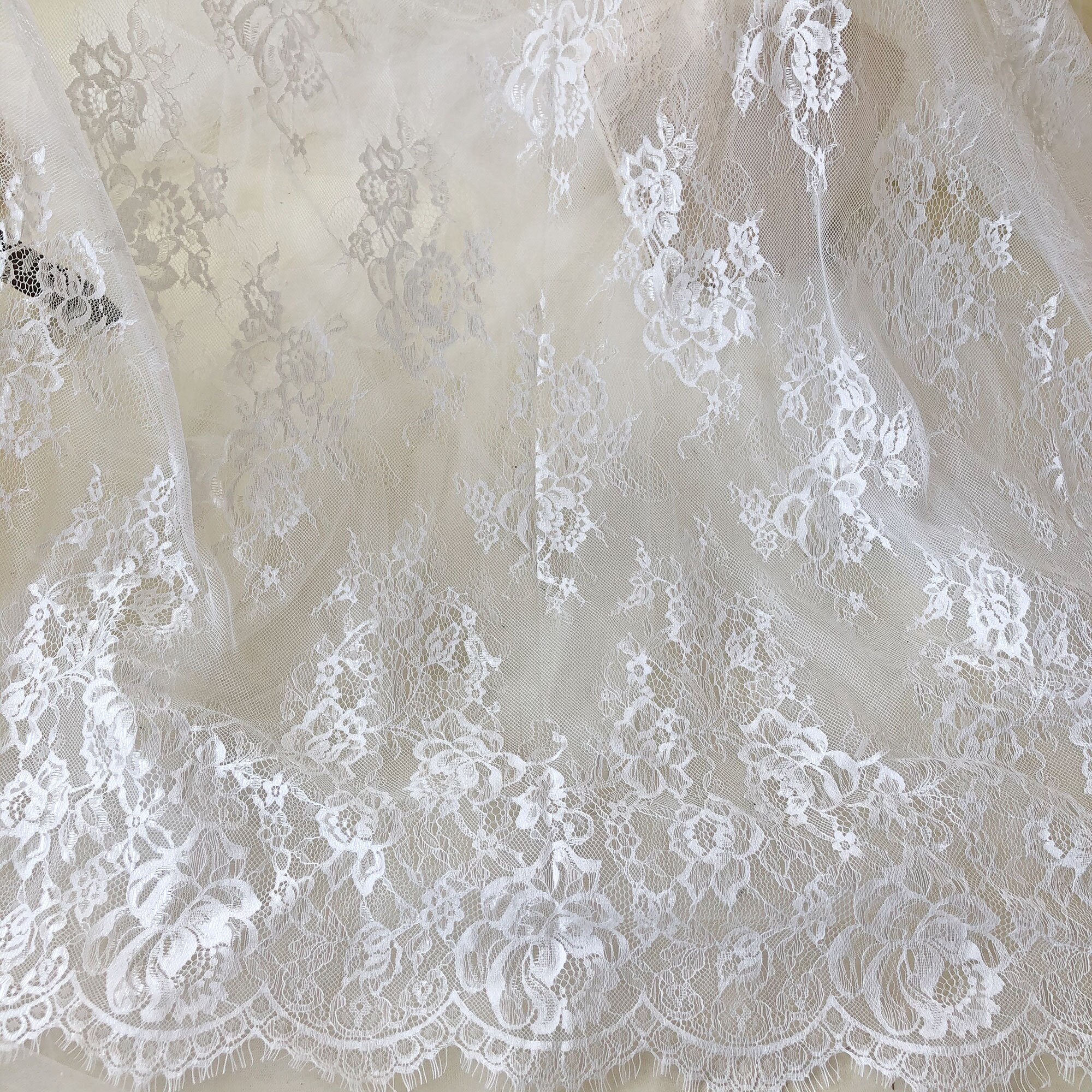 3 Meters Chantilly Wedding Dress Lace Tulle French Floral - Etsy