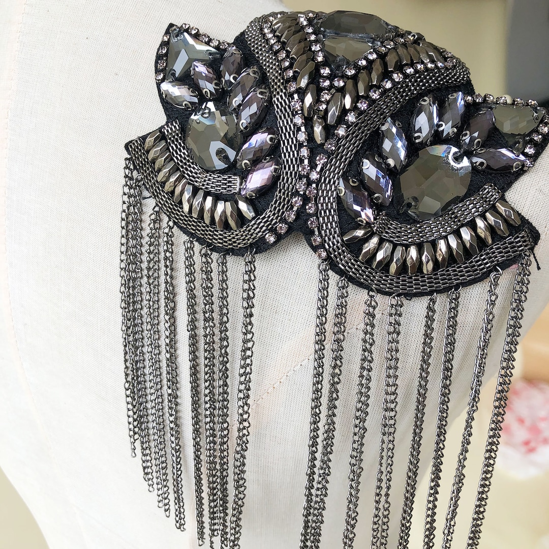 1 Pair Rhinestone Tassel Chain Epaulet Blazer Jacke Shoulder - Etsy