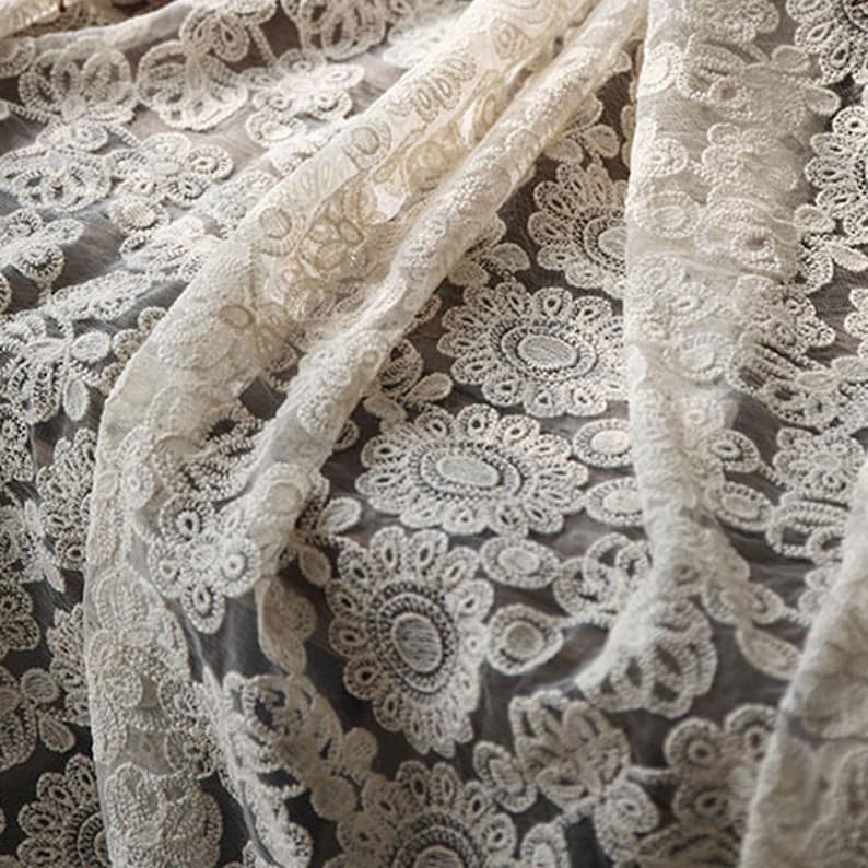 Delicate Flower Lace Fabric by Yard Vintage 3D Floral Lace | Etsy