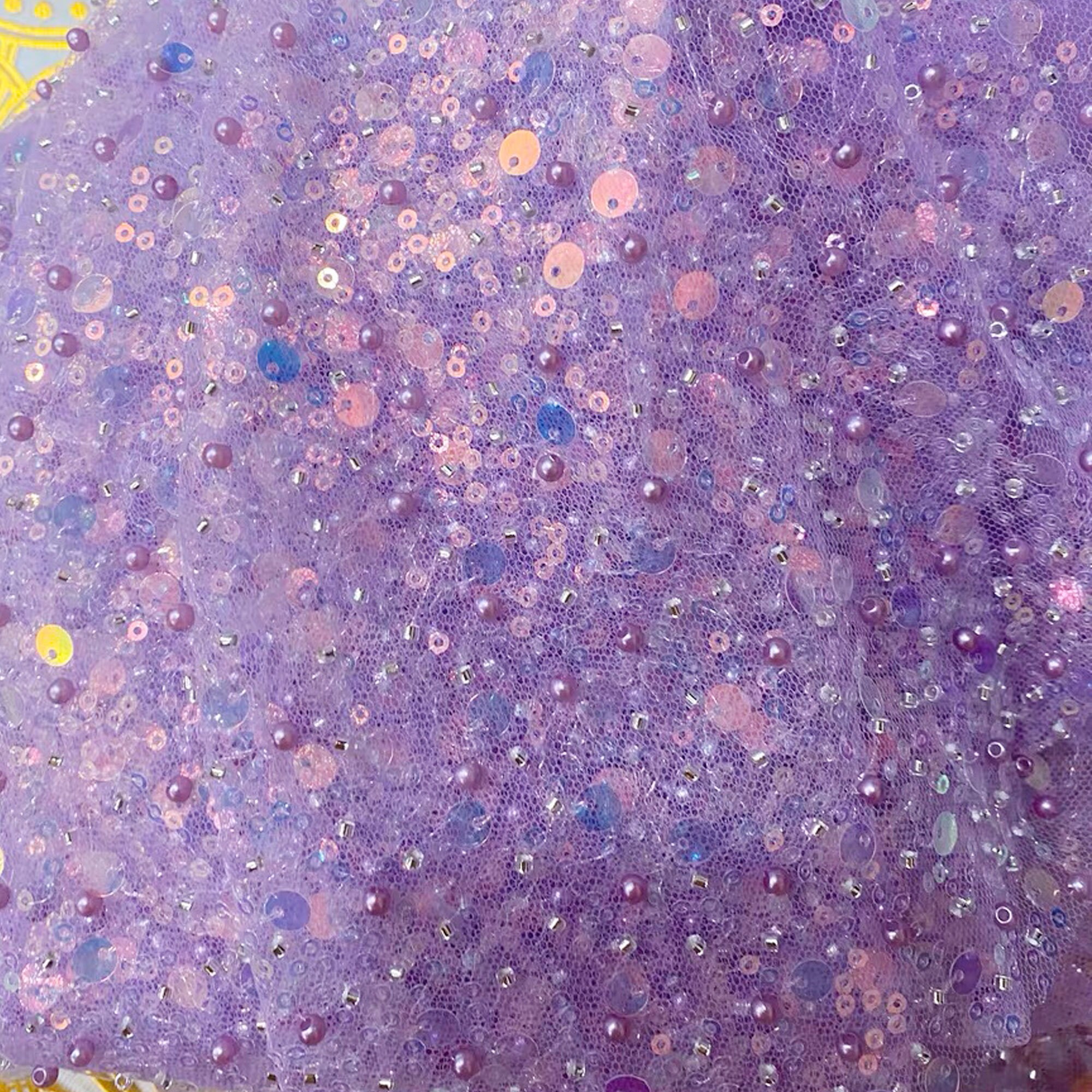 Lavender Lace Fabric Colourful Sequined Lace Mesh Iridescent Beaded ...