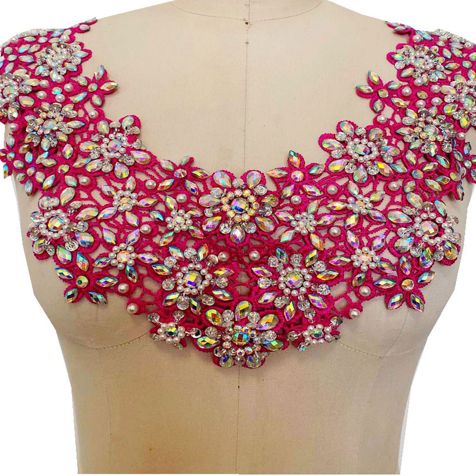 Rhinestone Neckline Trims Ballgown Bodice Applique Colorful - Etsy