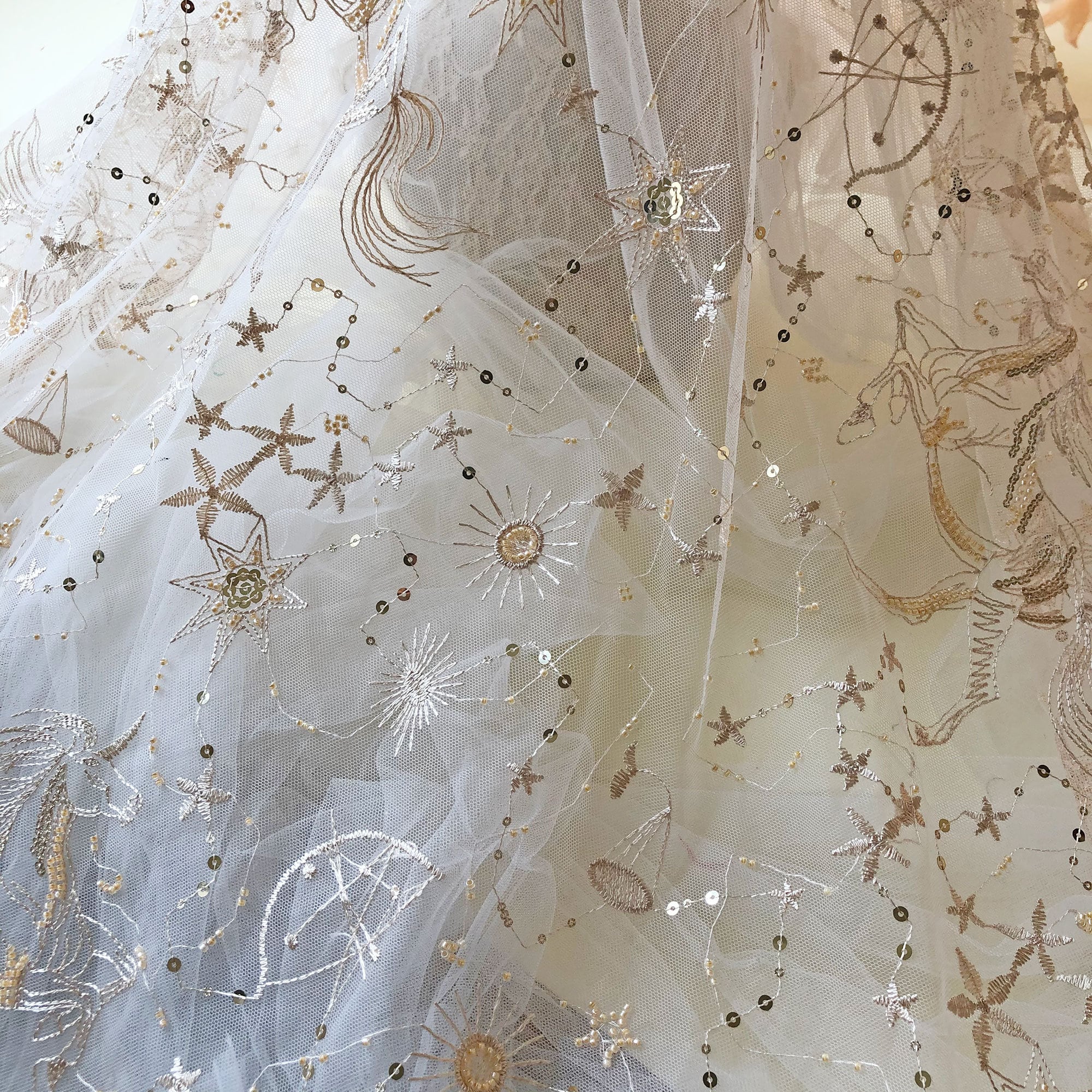 Beaded Celestial Lace Fabric Star Moon Party Dress Gown Lace Overlay 51 ...