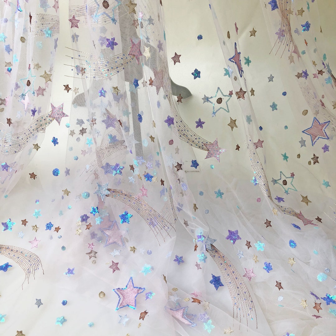 Colourful Star Lace Overlay Sequined Embroidery Meteor Tulle for ...