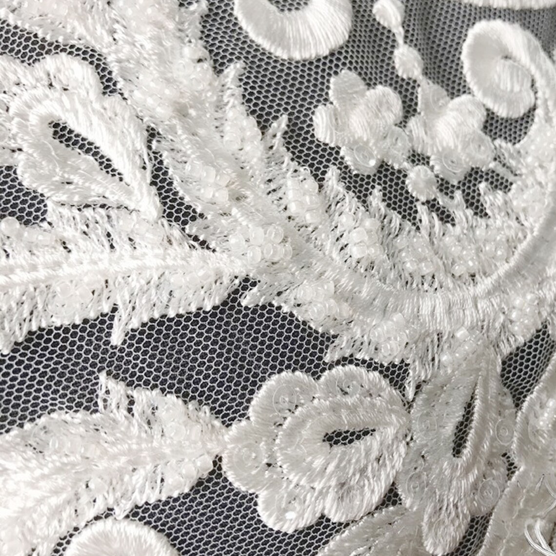 Beaded Flower Lace Bodice Patch Couture Wedding Lace Patch Off-white ...