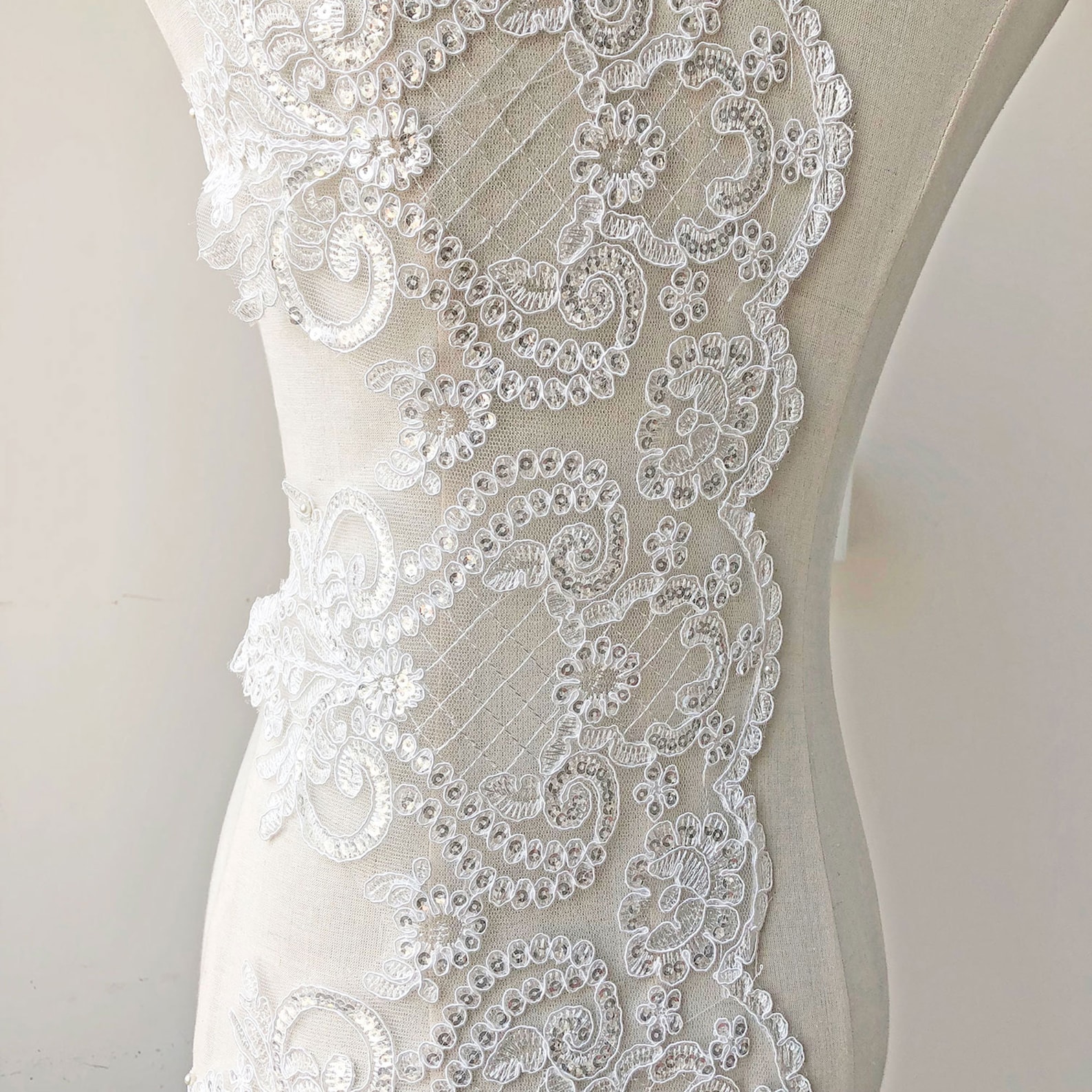 Shimmery Sequined Embroidery Lace Trim by the Yard Delicate - Etsy