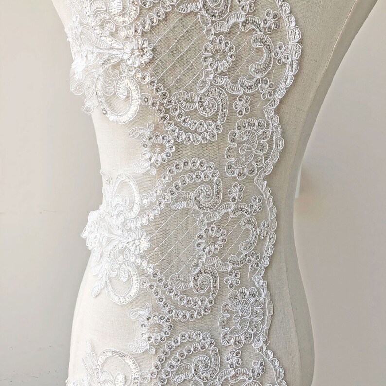 Shimmery Sequined Embroidery Lace Trim by the Yard Delicate - Etsy