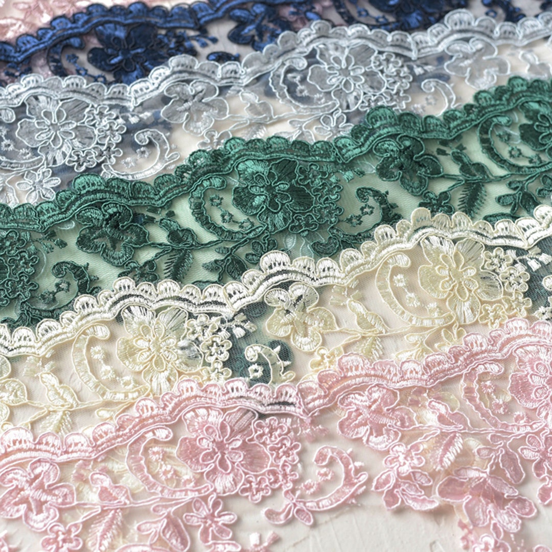 Embroidery Floral Lace Trims by the Yard Corded Lace Fringe Delicate ...