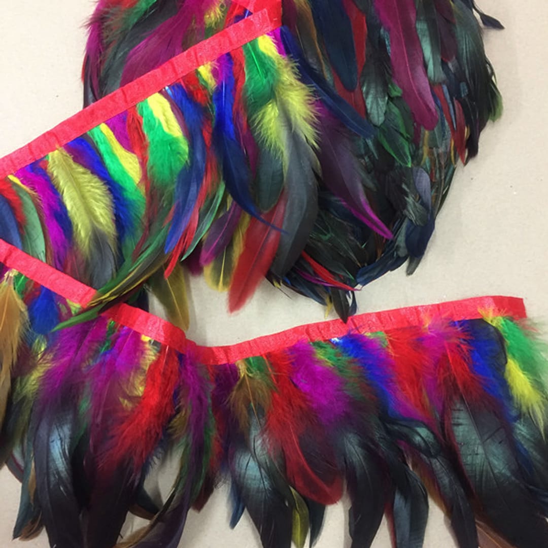 Dyeing Rooster Feathers by 1 Meter Colourful Fur Feather Ribbon for ...