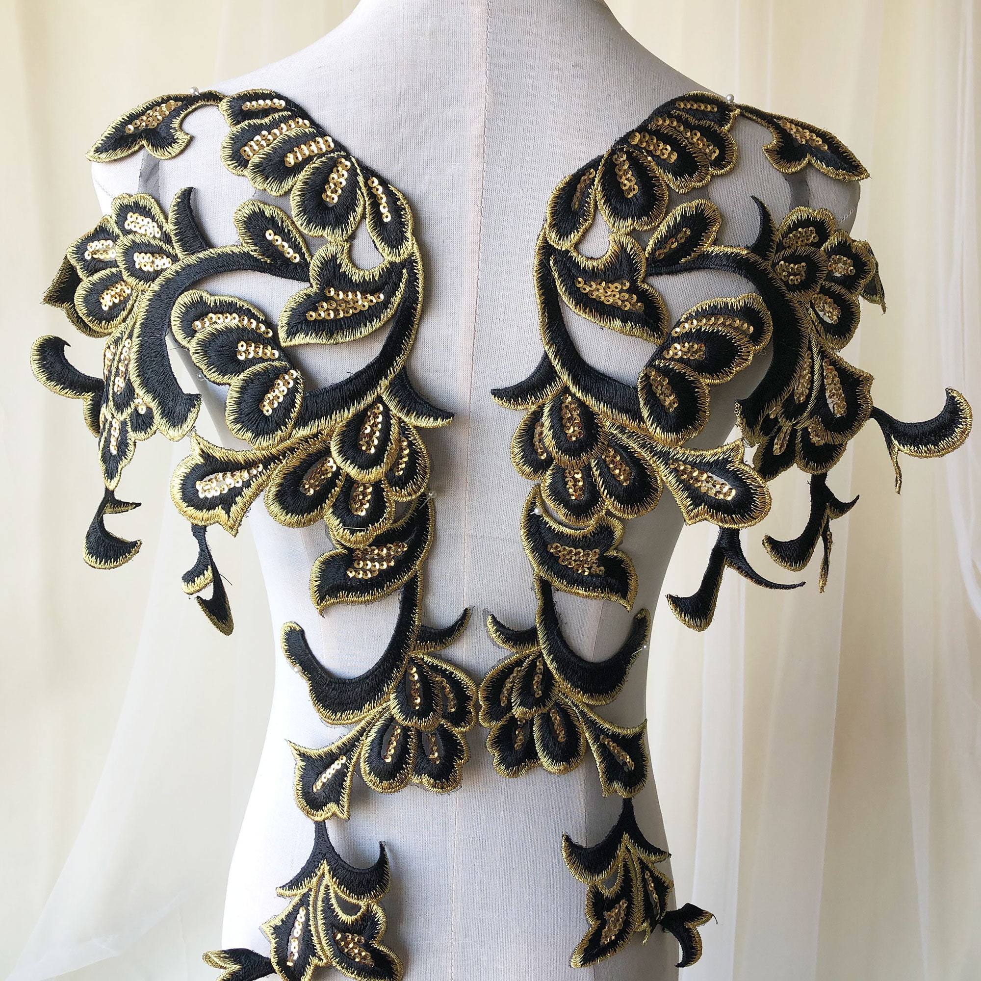 Sequined Embroidery Lace Patch Vintage Floral Lace Motif for ...