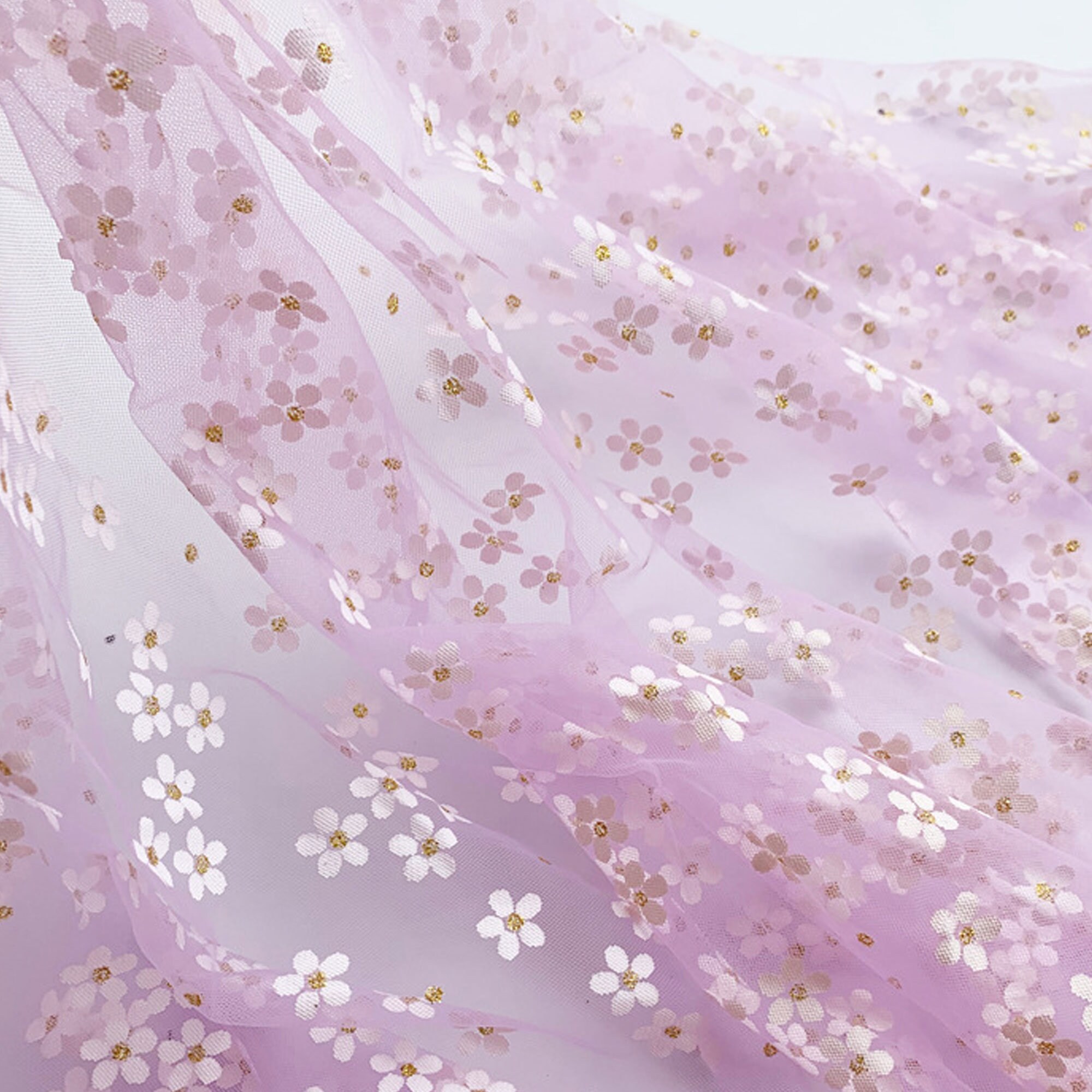 Flower Print Lace Fabric by the Yard Soft Lace Tulle Daisy - Etsy UK