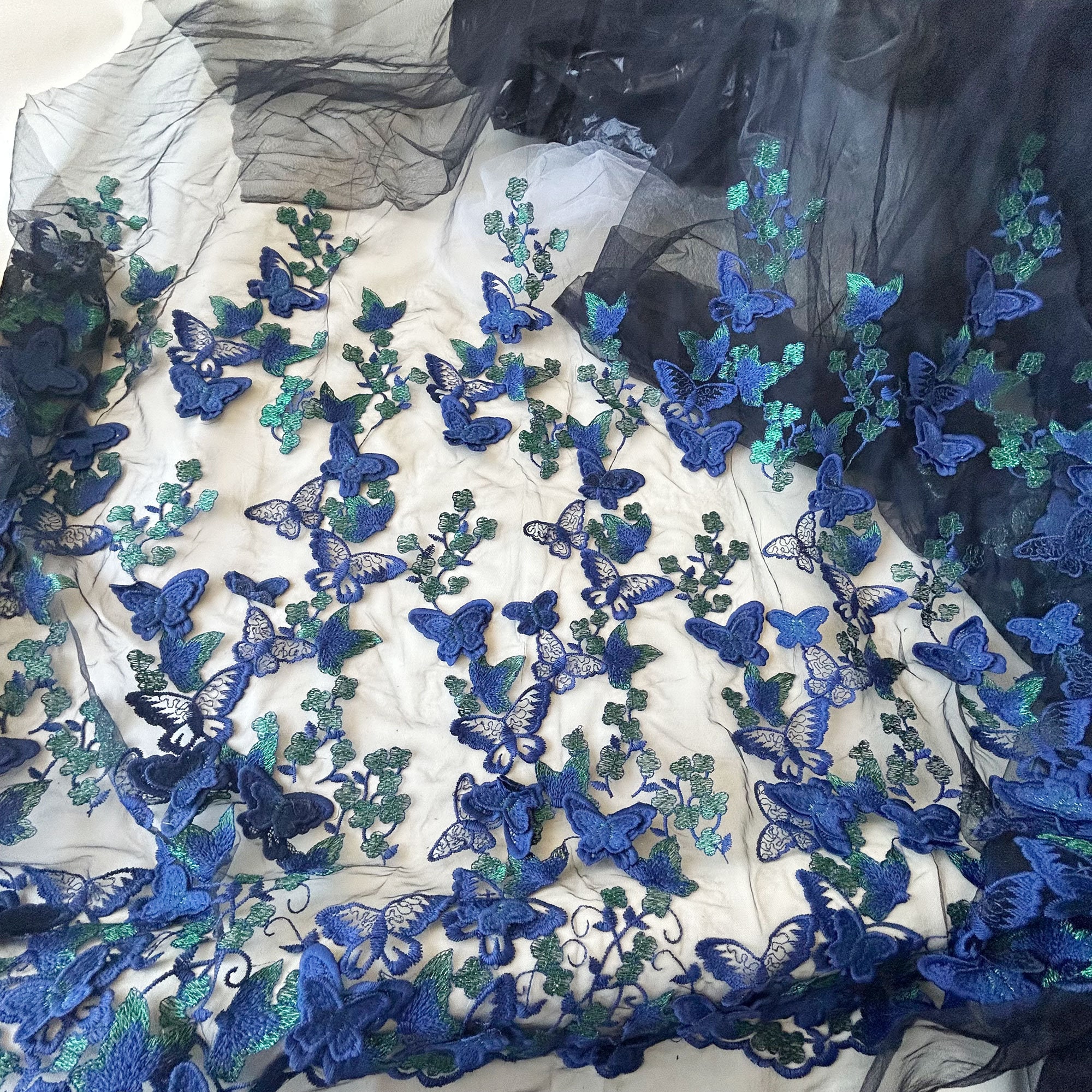 Butterfly Lace Fabric by the Yard Butterfly Lace Dark Blue - Etsy