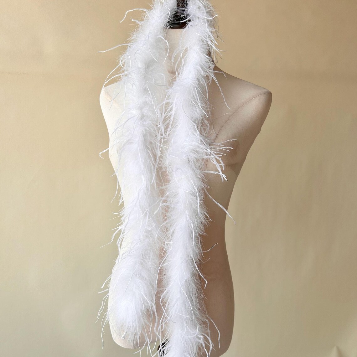 1ply Ivory Boa Fluffy Ostrich Feather Boa Trim 2 Yards Long for Holiday ...