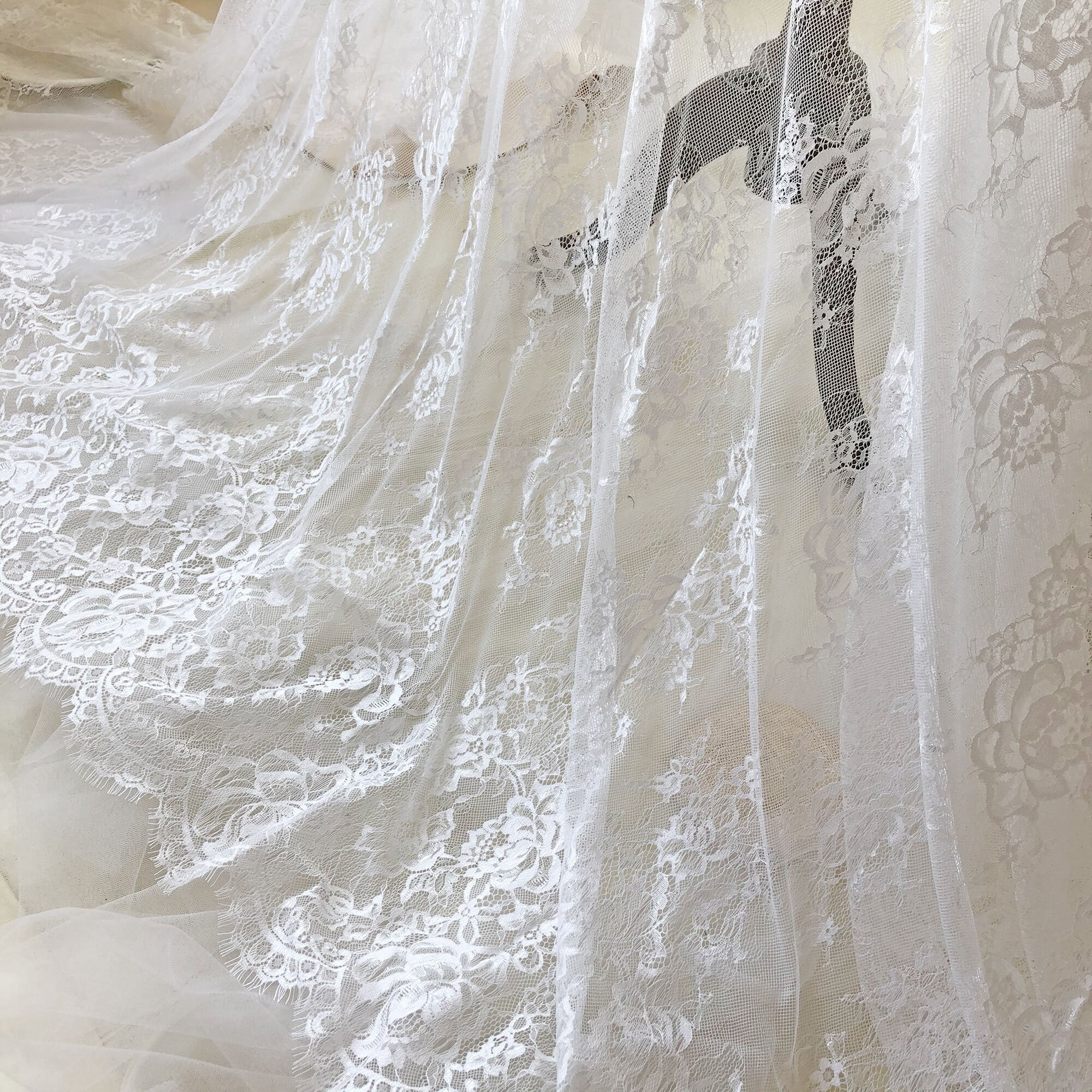 3 Meters Chantilly Wedding Dress Lace Tulle French Floral - Etsy