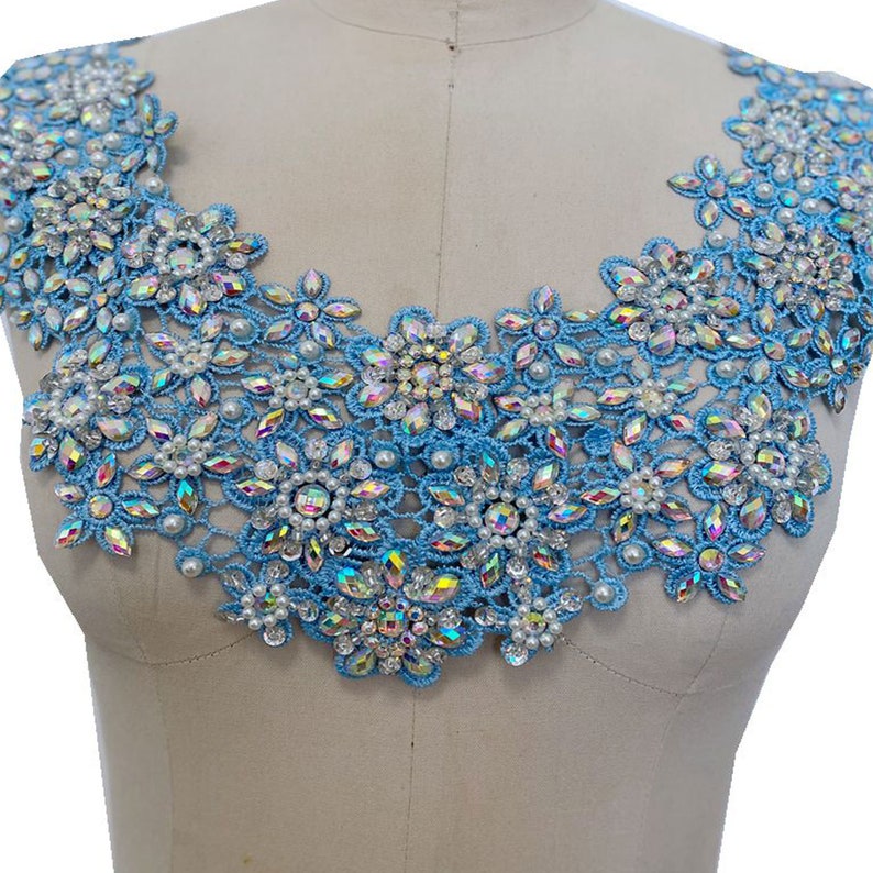 Rhinestone Neckline Trims Ballgown Bodice Applique Colorful | Etsy