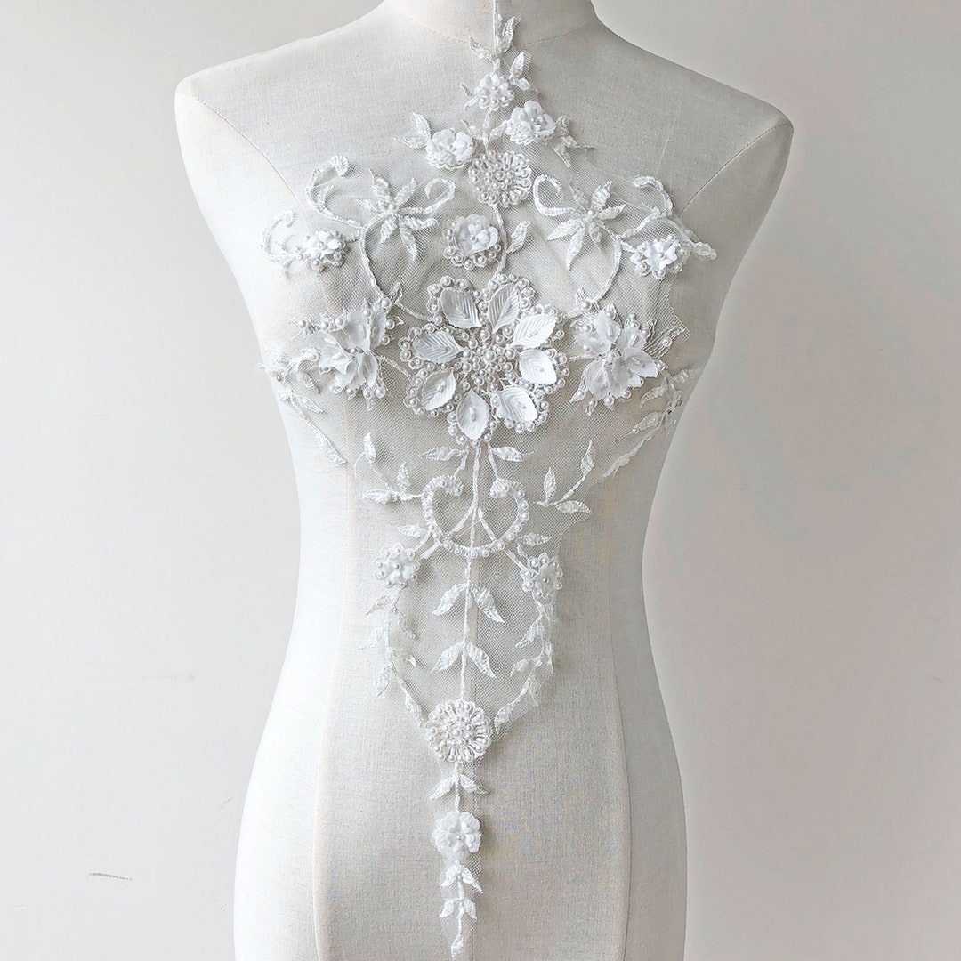 Off-white Beaded Flower Lace Motif Luxury Pearl Flower Lace - Etsy